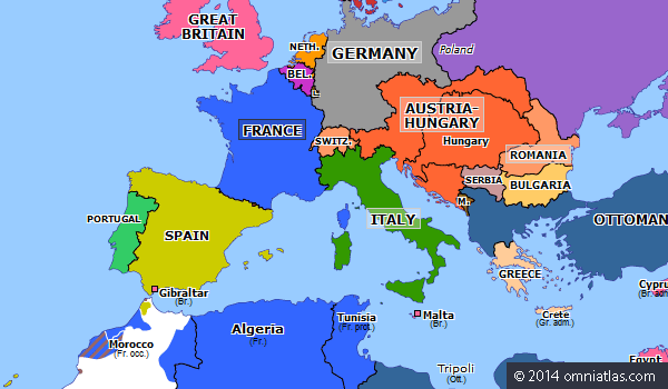 Agadir Crisis | Historical Atlas of Europe (1 July 1911) | Omniatlas Agadir Crisis | Historical Atlas of Europe (1 July 1911) | Omniatlas